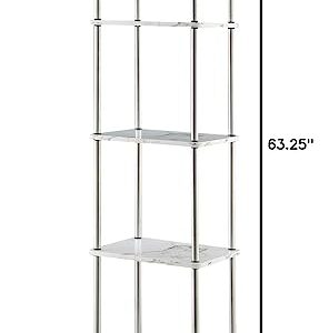 Convenience Concepts Designs2Go No Tools 5-Tier Tower, Faux White Marble/Chrome