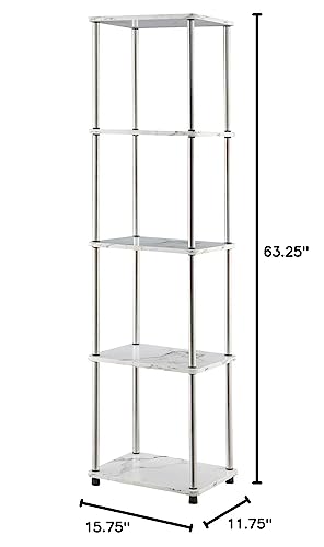 Convenience Concepts Designs2Go No Tools 5-Tier Tower, Faux White Marble/Chrome