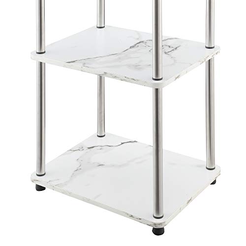 Convenience Concepts Designs2Go No Tools 5-Tier Tower, Faux White Marble/Chrome