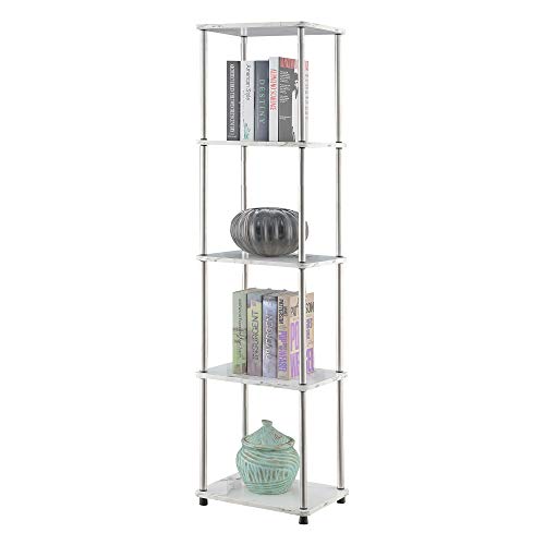 Convenience Concepts Designs2Go No Tools 5-Tier Tower, Faux White Marble/Chrome