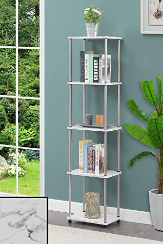 Convenience Concepts Designs2Go No Tools 5-Tier Tower, Faux White Marble/Chrome