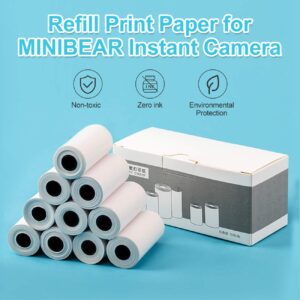 10 Rolls Print Paper for Kids Instant Print Camera Refill Print Paper Works with MINIBEAR VTech Kidizoom Camera, Zero Ink Thermal Paper Fit for Most Kids Instant Camera