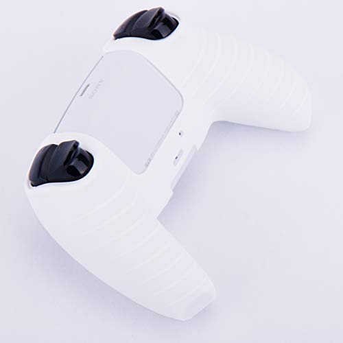 YoRHa Silicone Cover Skin Case for PS5 Dualsense Controller x 1(White) with Thumb Grips x 10