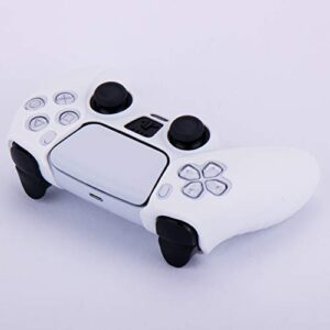 YoRHa Silicone Cover Skin Case for PS5 Dualsense Controller x 1(White) with Thumb Grips x 10