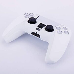 YoRHa Silicone Cover Skin Case for PS5 Dualsense Controller x 1(White) with Thumb Grips x 10