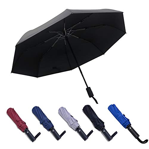 AGLIFEFY Travel Essentials Compact Small Umbrella Windproof Automatic, Collapsible, Folding, Mini, Backpack, Car, Purse Umbrellas for Rain - Men and Women black