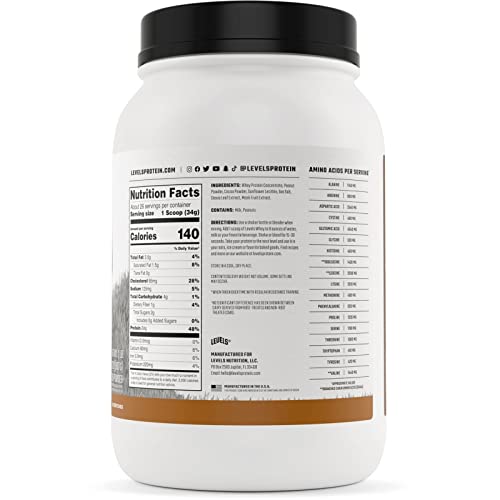 Levels Grass Fed 100% Whey Protein, No GMOs, Chocolate Peanut Butter, 2LB