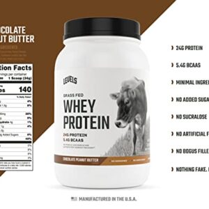 Levels Grass Fed 100% Whey Protein, No GMOs, Chocolate Peanut Butter, 2LB