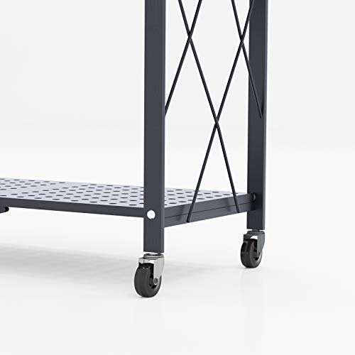 SogesGame Folding Shelving Metal Storage Rack,5-Tier Standing Adjustable Wire Shelving Shelf Unit Shelvesfor Laundry Bathroom Kitchen Pantry Closet (Black)