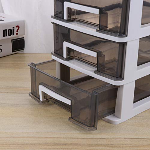 WINOMO Stacking Drawer Storage Box Foldable Storage Cubes Bin Box Containers for Home Office Nursery Closet Bedroom Living Room (White Frame and Transparent Black)