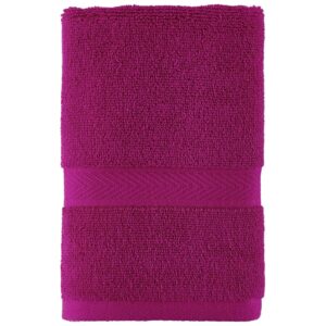 tommy hilfiger modern american solid hand towel, 16 x 26 inches, 100% cotton 574 gsm (raspberry rose)