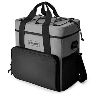 tourit cooler bag 35-can insulated soft cooler portable cooler bag 24l lunch coolers for picnic, beach, work, trip, grey