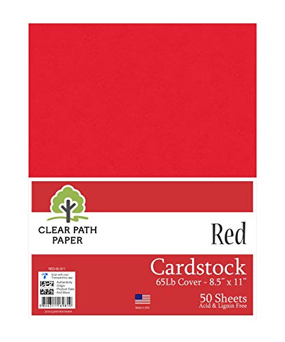 Bundle - 2 Cardstock Items - Red - 8.5 x 11 inch - 65Lb Cover; Orange - 8.5 x 11 inch - 65Lb Cover - 100 Sheets Total - Clear Path Paper