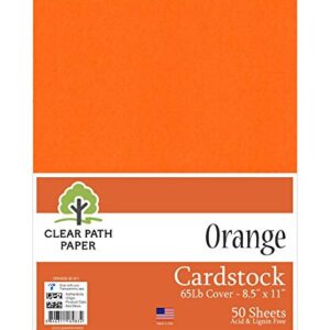 Bundle - 2 Cardstock Items - Red - 8.5 x 11 inch - 65Lb Cover; Orange - 8.5 x 11 inch - 65Lb Cover - 100 Sheets Total - Clear Path Paper