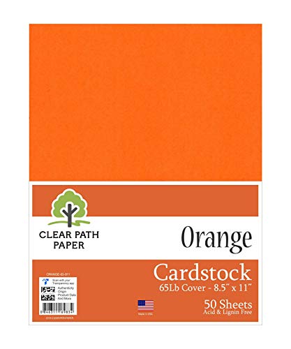 Bundle - 2 Cardstock Items - Red - 8.5 x 11 inch - 65Lb Cover; Orange - 8.5 x 11 inch - 65Lb Cover - 100 Sheets Total - Clear Path Paper