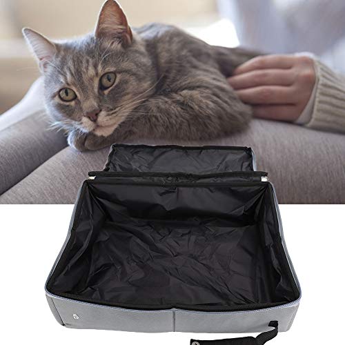 Bicaquu Cat Litter Box, Portable Easy Clean Portable Cat Toilet Cat Toilet with Cover Cat Toilet, Waterproof Cat Litter Box Pet for Outdoor Camping Cats(Gray, L)