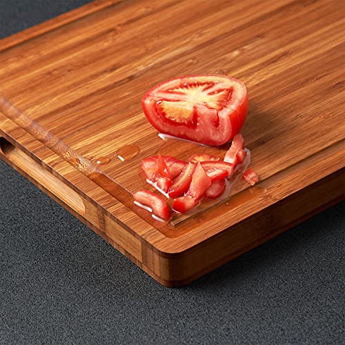 XL Cutting Board for Kitchen, 20x15" Extra Large, 1" Thick Bamboo Wood Butcher Chopping Block, Cheese Board, Durable Reversible with Juice Grooves and Handles