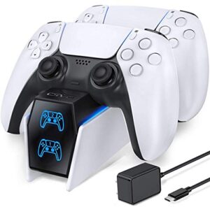 ps5 controller charger station with fast charging ac adapter 5v/3a, dual controller charging stand for playstation 5, docking station replacement for dualsense charging station