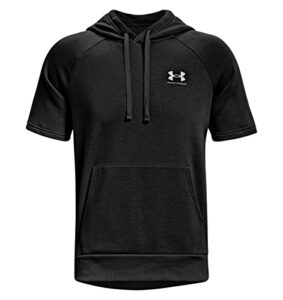 under armour mens fleece cotton-blend coldgear short sleeve hoodie (black, m)