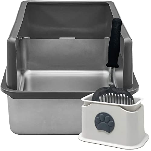 iPrimio Scoop Monster Cat Litter Scooper with Soft Foam Handle - Easy Cleaning Litterbox - Modern Scooper Holder -Works with All Metal and Plastic Scoopers