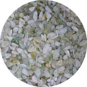 natural chip stone beads 5-8mm new mountain jade 400 pieces irregular gemstones healing crystal loose rocks bead hole drilled diy for bracelet jewelry making crafting (5-8mm, new mountain jade)