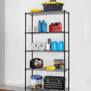 Metal Storage Shelves 5 Tier Wire Shelving Unit,Heavy Duty 5 Shelf Storage Rack,Adjustable NSF Utility Rack Shelf,Steel Organizer for Kitchen Garage Living Room Restaurant,36"L x 14"W x 72"H,Black