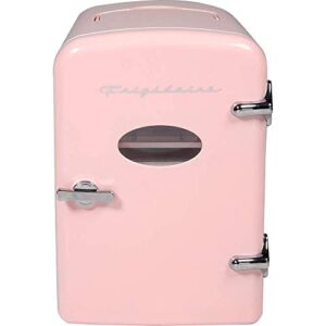 frigidaire efmis175-pink portable mini fridge-retro extra large 9-can travel compact refrigerator, pink, 5 liters