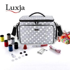 Luxja High Capacity Sewing Accessories Organizer (Bag ONLY), Sewing Supplies Organizer with Shoulder Strap (Patent Design), Polka Dots