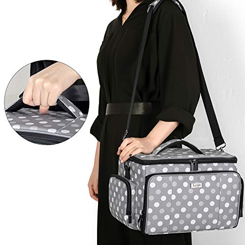 Luxja High Capacity Sewing Accessories Organizer (Bag ONLY), Sewing Supplies Organizer with Shoulder Strap (Patent Design), Polka Dots