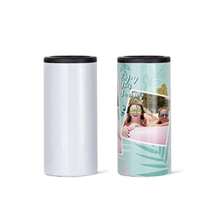 PYD Life 4 Pack 12oz Sublimation Slim Skinny White Stainless Steel Can Cooler,Sublimation Skinny Can Cooler,Sublimation Tumbler,Beer Can Cooler,Beer Holder,Vinly Gifts