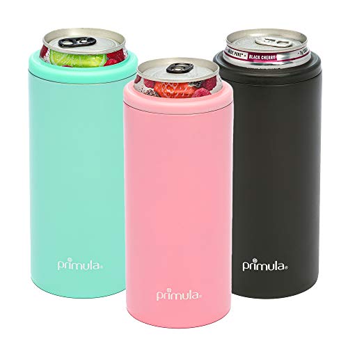 Primula Slim Can Stainless Steel Vacuum Insulated Coozie Cooler for 12 Ounce Skinny Cans, Pink