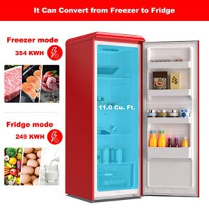 Galanz GLF11URDG16 Convertible Freezer/Fridge, Electronic Temperature Control, 11 Cu.Ft, Hot Rod Red