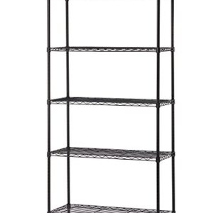 Home Storage Space HSS 5 Tier Wire Shelving Rack, Black, 16" Dx36 Wx72 H