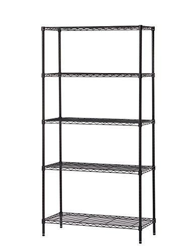 Home Storage Space HSS 5 Tier Wire Shelving Rack, Black, 16" Dx36 Wx72 H