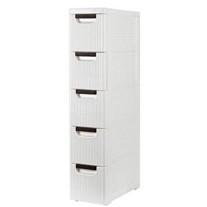 dresser storage drawer units narrow rolling storage cabinet plastic 5-drawer storage cart on wheels,standing shelf units for bathroom bedroom office kitchen living room (5-drawer)