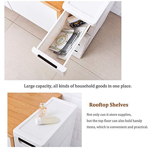 Dresser Storage Drawer Units Narrow Rolling Storage Cabinet Plastic 5-Drawer Storage Cart on Wheels,Standing Shelf Units for Bathroom Bedroom Office Kitchen Living Room (5-Drawer)