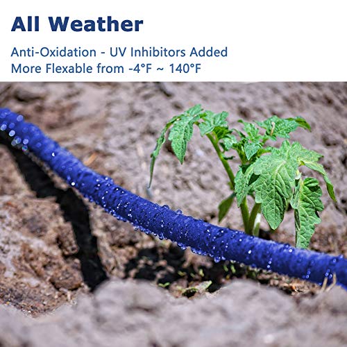 H2O WORKS Garden Flat Soaker Hose 1/2 in x 25ft,More Water Leakage, Heavy Duty Metal Hose Connector Ends, Perfect Delivery of Water,Garden Flower Bed and Vegetable Patch,Landscaping, Savings 80% Water