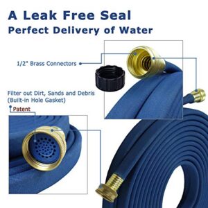 H2O WORKS Garden Flat Soaker Hose 1/2 in x 25ft,More Water Leakage, Heavy Duty Metal Hose Connector Ends, Perfect Delivery of Water,Garden Flower Bed and Vegetable Patch,Landscaping, Savings 80% Water