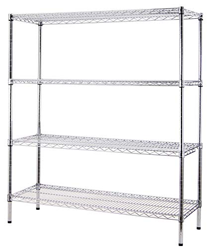 Regal Altair 14" Deep x 72" Wide x 74" High 4 Tier Chrome Wire Shelving Kit | NSF Commercial Storage Rack Unit