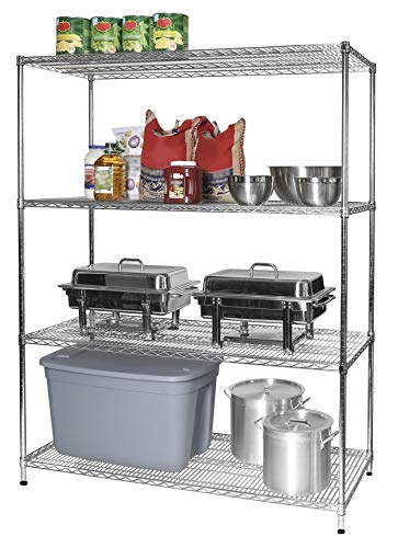 Regal Altair 14" Deep x 72" Wide x 74" High 4 Tier Chrome Wire Shelving Kit | NSF Commercial Storage Rack Unit