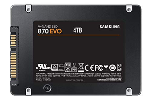 SAMSUNG 870 EVO 4TB 2.5 Inch SATA III Internal SSD (MZ-77E4T0B/AM) , Black