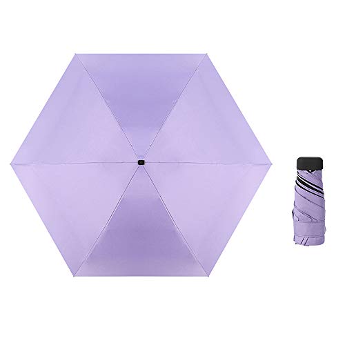 TOPTIE Mini Windproof Travel Umbrella, Compact Sun & Rain Umbrella with UV Protection (Purple)