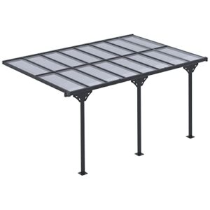 outsunny 14.5' x 10' outdoor pergola patio gazebo awning for patio with adjustable posts & height, uv-fighting panels, & aluminum frame