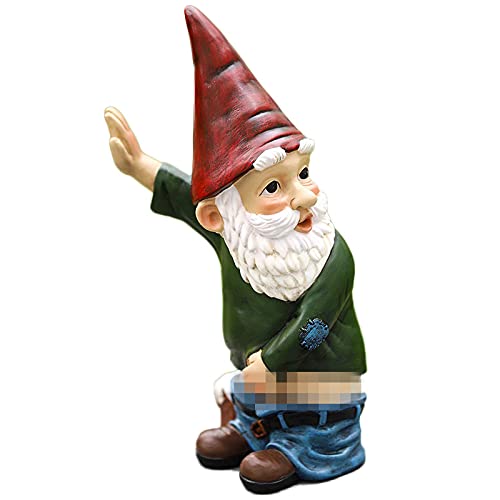 JHWKJS Naughty Garden Gnome Statue Funny Gnome Garden Decoration 10.3 Inch Tall Indoor Outdoor Lawn Figurines for Home Yard Décor