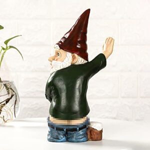 JHWKJS Naughty Garden Gnome Statue Funny Gnome Garden Decoration 10.3 Inch Tall Indoor Outdoor Lawn Figurines for Home Yard Décor