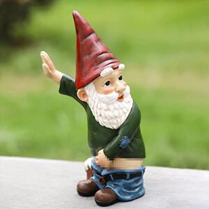 JHWKJS Naughty Garden Gnome Statue Funny Gnome Garden Decoration 10.3 Inch Tall Indoor Outdoor Lawn Figurines for Home Yard Décor