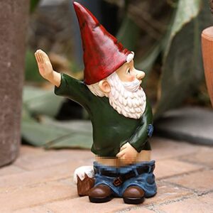 JHWKJS Naughty Garden Gnome Statue Funny Gnome Garden Decoration 10.3 Inch Tall Indoor Outdoor Lawn Figurines for Home Yard Décor