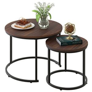 aboxoo coffee table nesting side set of 2 end table top sturdy metal frame desk centerpiece living room bedroom apartment modern industrial simple nightstand