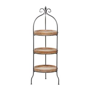 Deco 79 Metal Arched Beaded 3 Shelves Shelving Unit with Scroll Top, 17" x 17" x 51", Brown