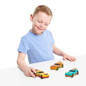 Hot Wheels Glow Riders 3-Pack Set, Red Teal and Yellow Toy Cars with Lights and Sounds, Amazon Exclusive, by Just Play